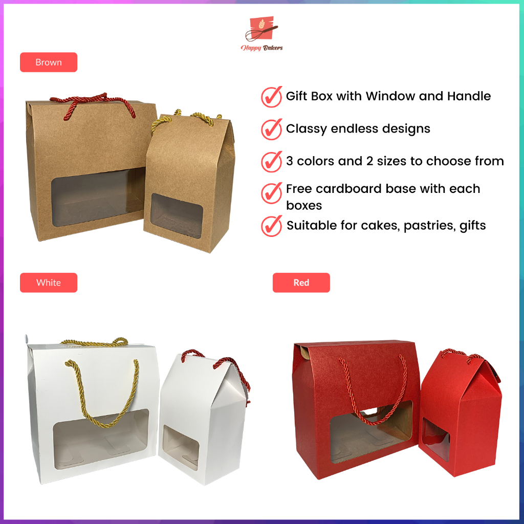 Multipurpose Gift Box with Window For Gift Desserts Cakes Brownies ...