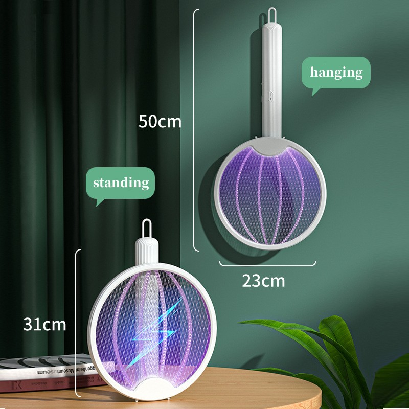 Foldable 3 in1 Electric Mosquito Killer Racket Mosquito Swatter LED USB ...