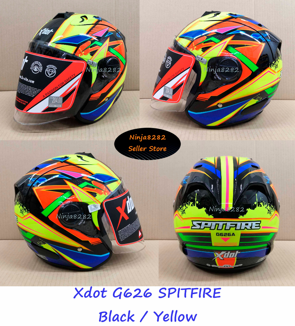 Xdot X-dot Helmet G626 - SpitFire ( L / XL ) *Ready Stock* ARC TSR KYT SHOIE KHI MHR GIVI BELL ...
