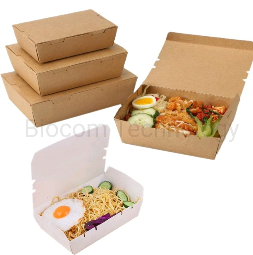 50pcs 2BPLB600E Bio Brown Kraft Paper Lunch Box Take Away Container ...