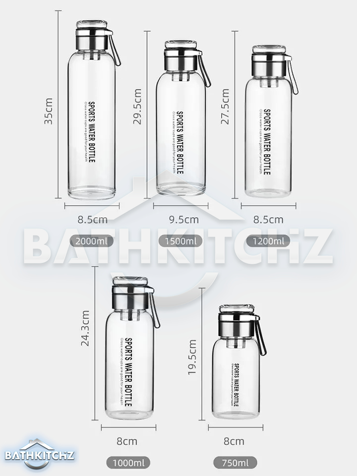 BATHKITCHZ 750-2000ml Glass Bottle Drinking Water Bottles Botol Air ...