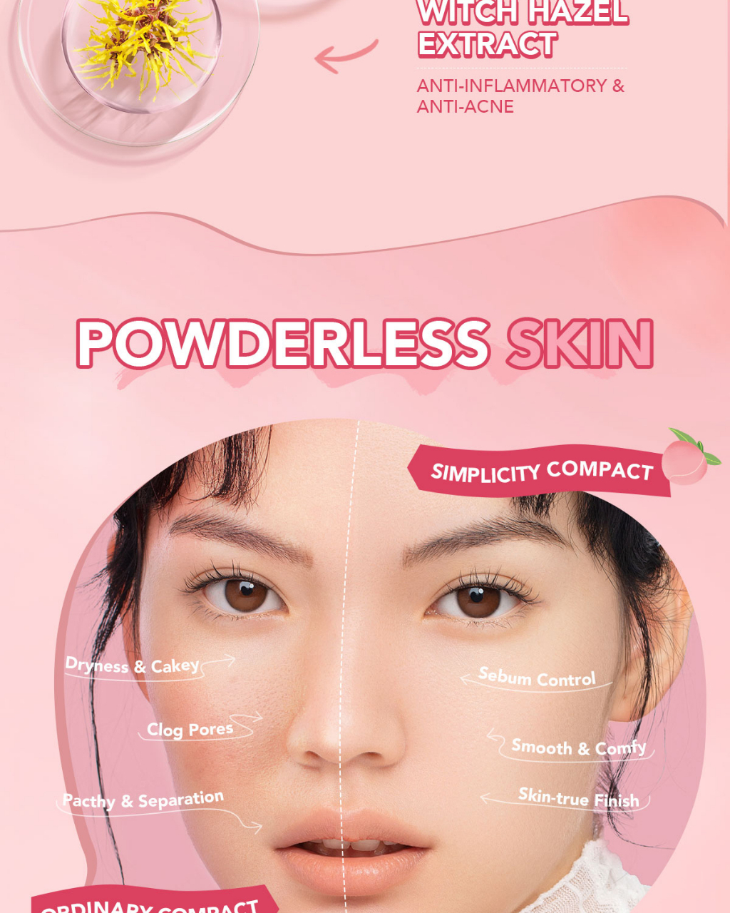 YOU Simplicity Flawless Compact Powder Witch Hazel Extract Long Lasting ...