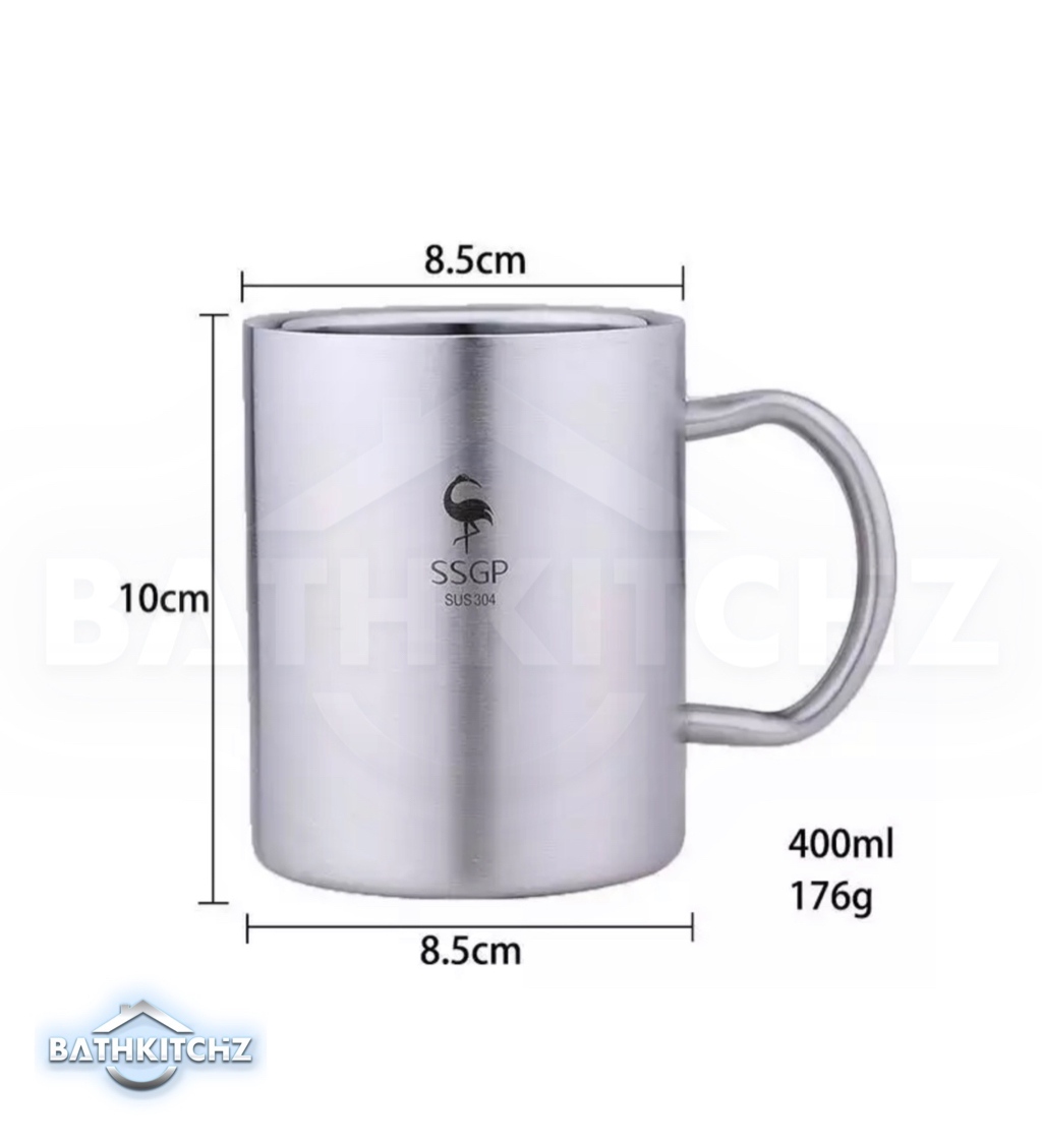 BATHKITCHZ SUS 304 Double Layer Coffee Cup Mug Beer Mug Large Capacity ...