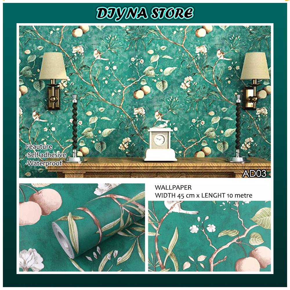Wallpaper PVC 45cm x 10m Wallpaper Murah Kertas Dinding Design Bunga ...