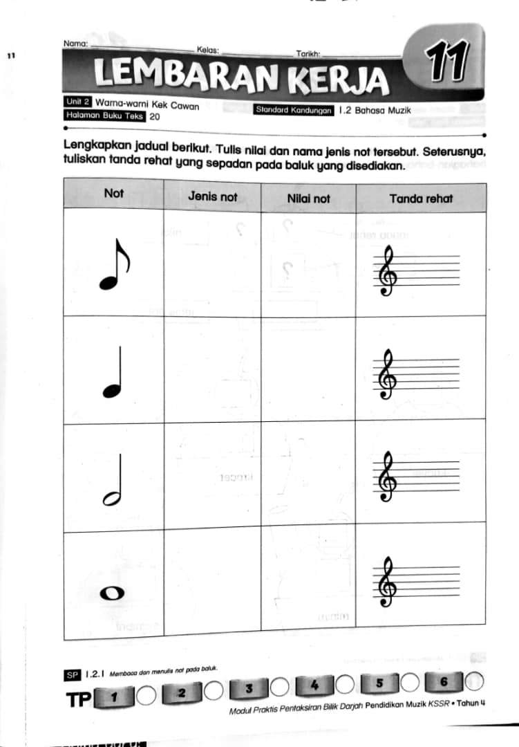 LEMBARAN PBD PENDIDIKAN KESENIAN MUZIK TAHUN 1 2 3 4 5 6 | MODUL ...