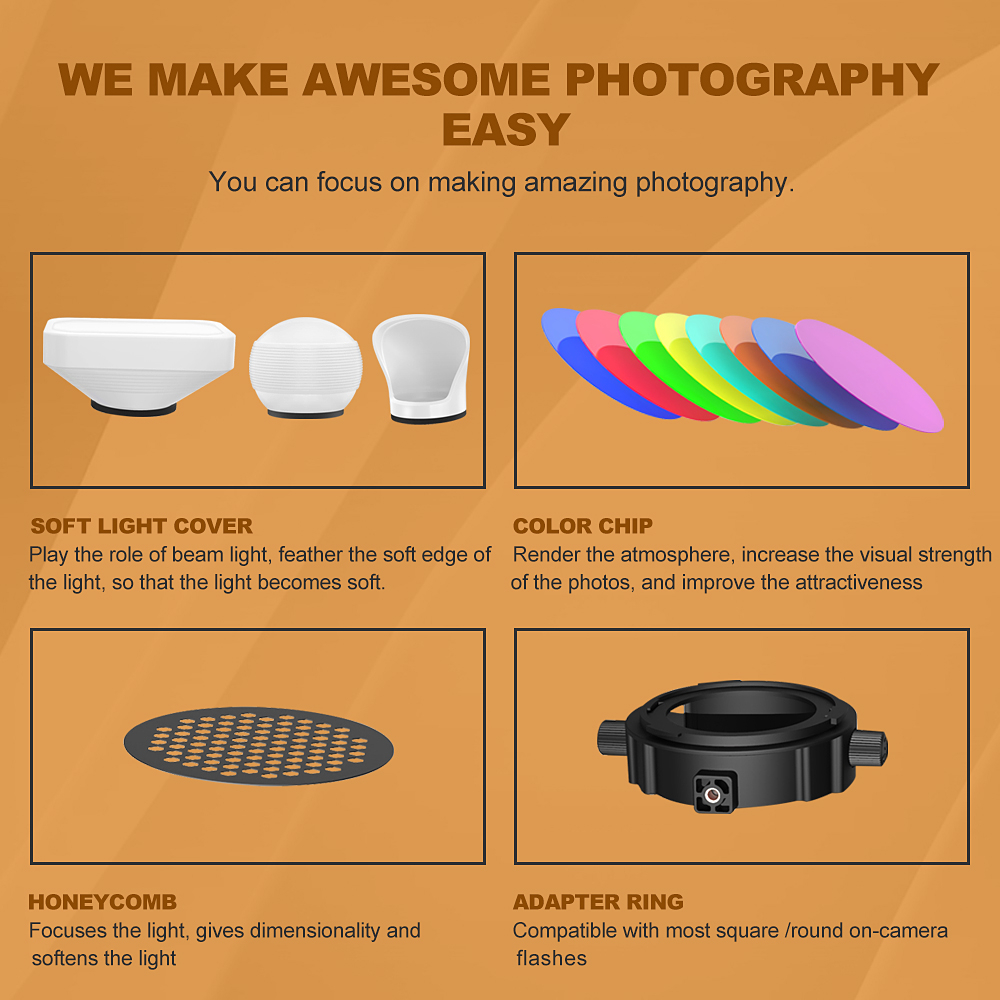 QUICK RELEASE REFLECTOR MODIFIER WITH SOFT BOX HONEYCOMB GRID AND COLOR ...