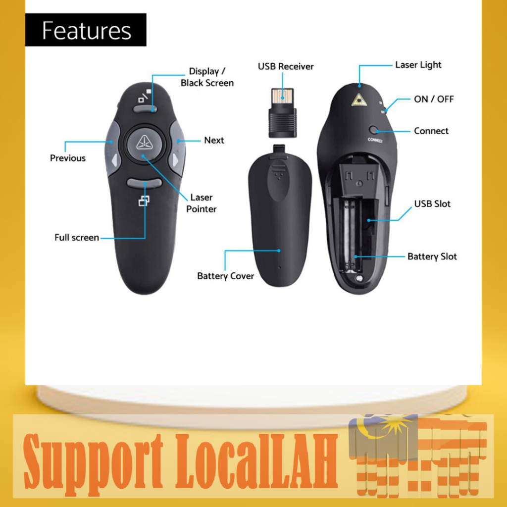 Affordable Wireless Presenter Clicker with Red Laser Pointer - Supports ...