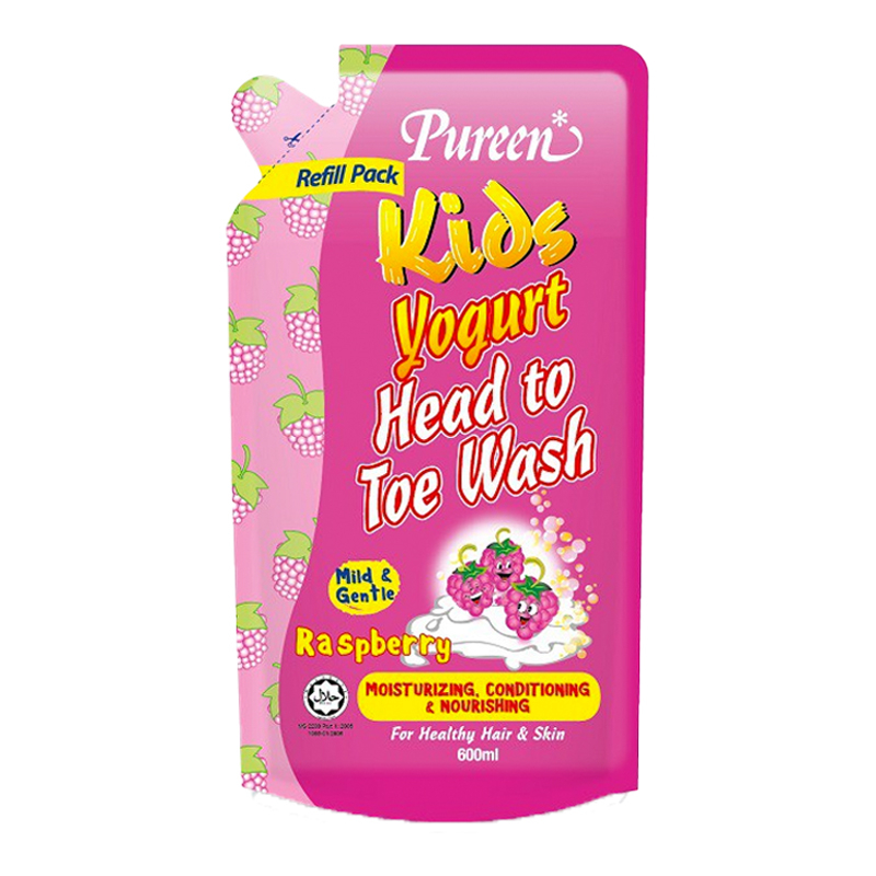 Pureen Kid Yogurt Head To Toe Wash Refill 600g Natural Strawberry Apple ...