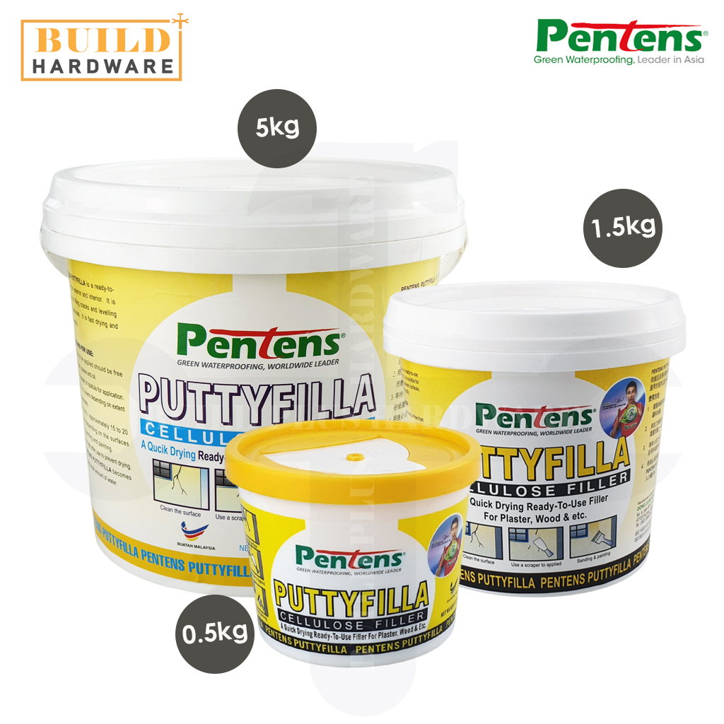 PENTENS PUTTYFILLA Cellulose Filler 0.5kg/1.5kg/5kg Putty Filla Level ...