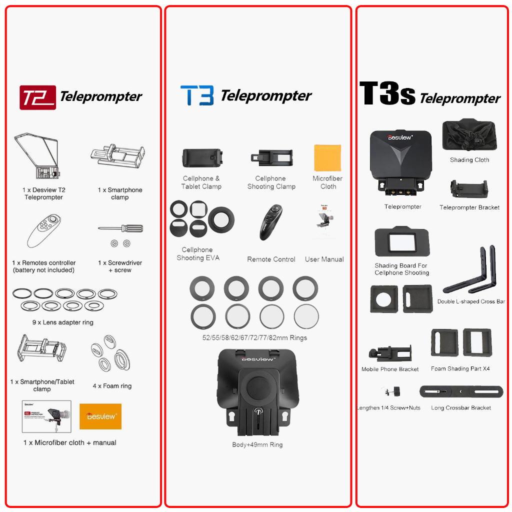 Besview Desview T2 / T3 / T3s Broadcast Teleprompter Smartphone/Tablet ...