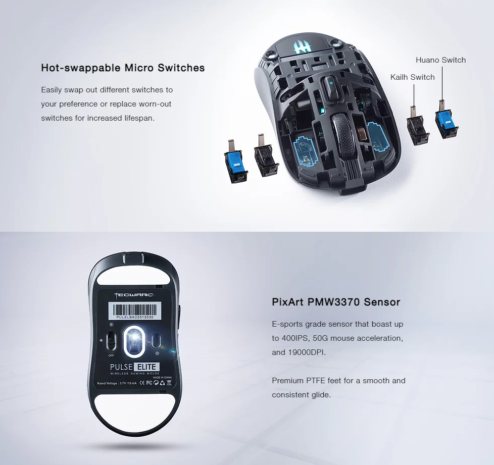 (AONE PLUS SS2) Tecware Pulse Elite Gaming Mouse (HOT-SWAPPABLE MICRO ...