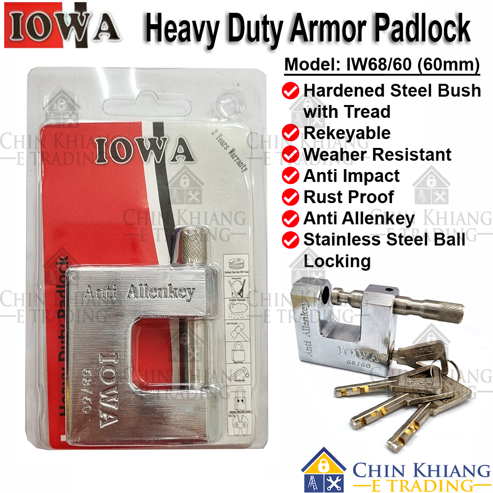 IOWA Heavy Duty Armour Padlock 50mm 60mm IW68/50 IW68/60 | Shopee Malaysia