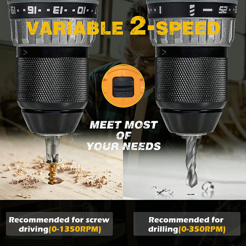 KEELAT Cordless Drill Set Brushless Drill Impact Drill Bigger Heavier ...