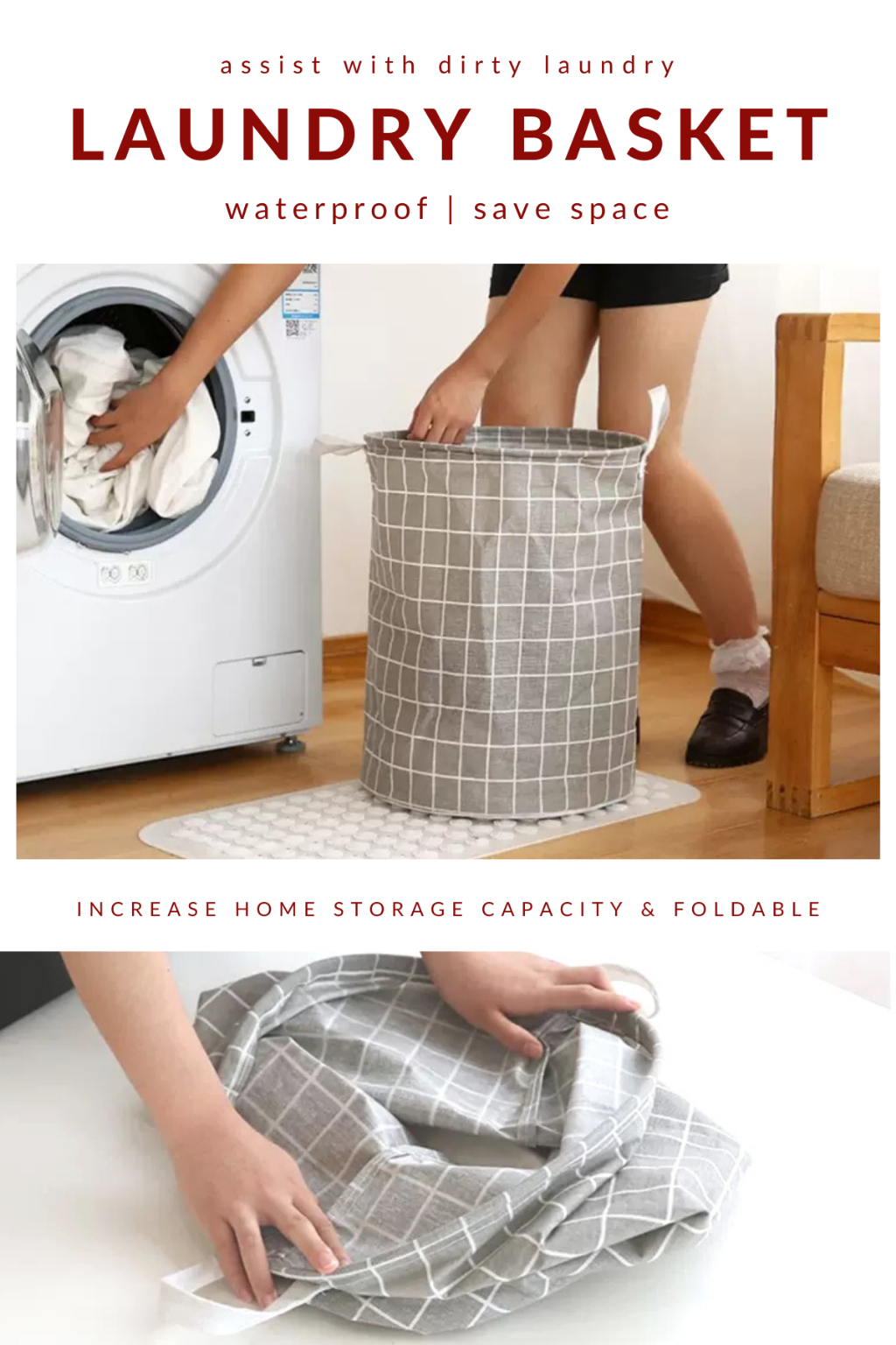DORAMILL Foldable Laundry Basket Storage Box Waterproof Large Bag Dirty ...