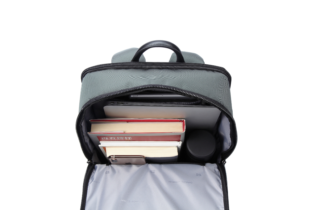 Charles Berkeley GRIFFIN Nylon Lightweight Backpack Genuine Leather Men ...