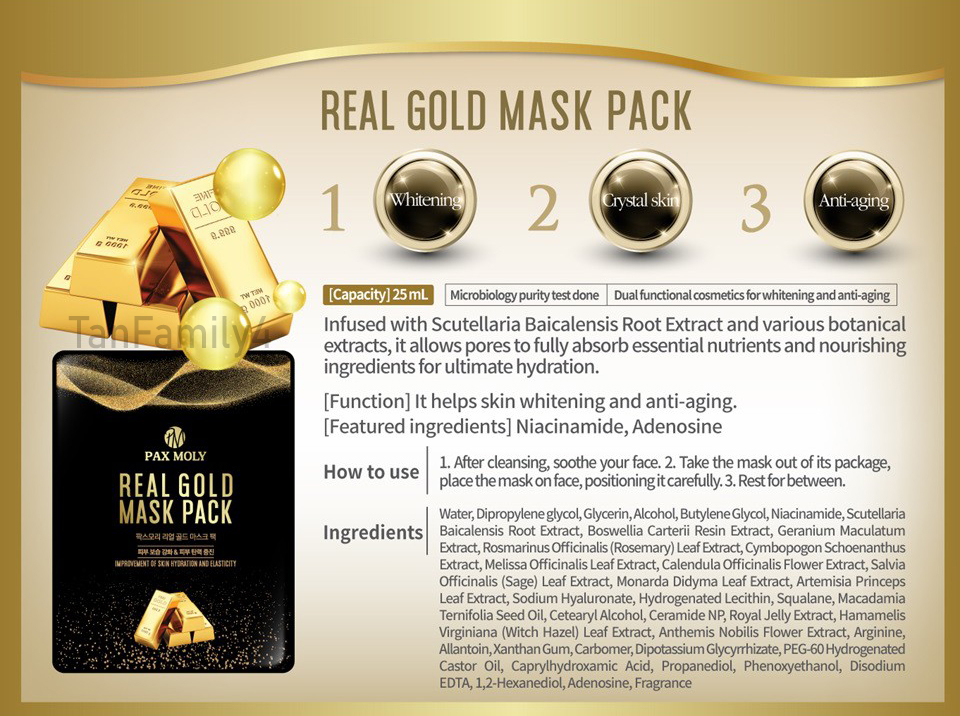 Pax Moly Real Mask Pack (1's) Anti-aging Whitening Facial Face Mask ...