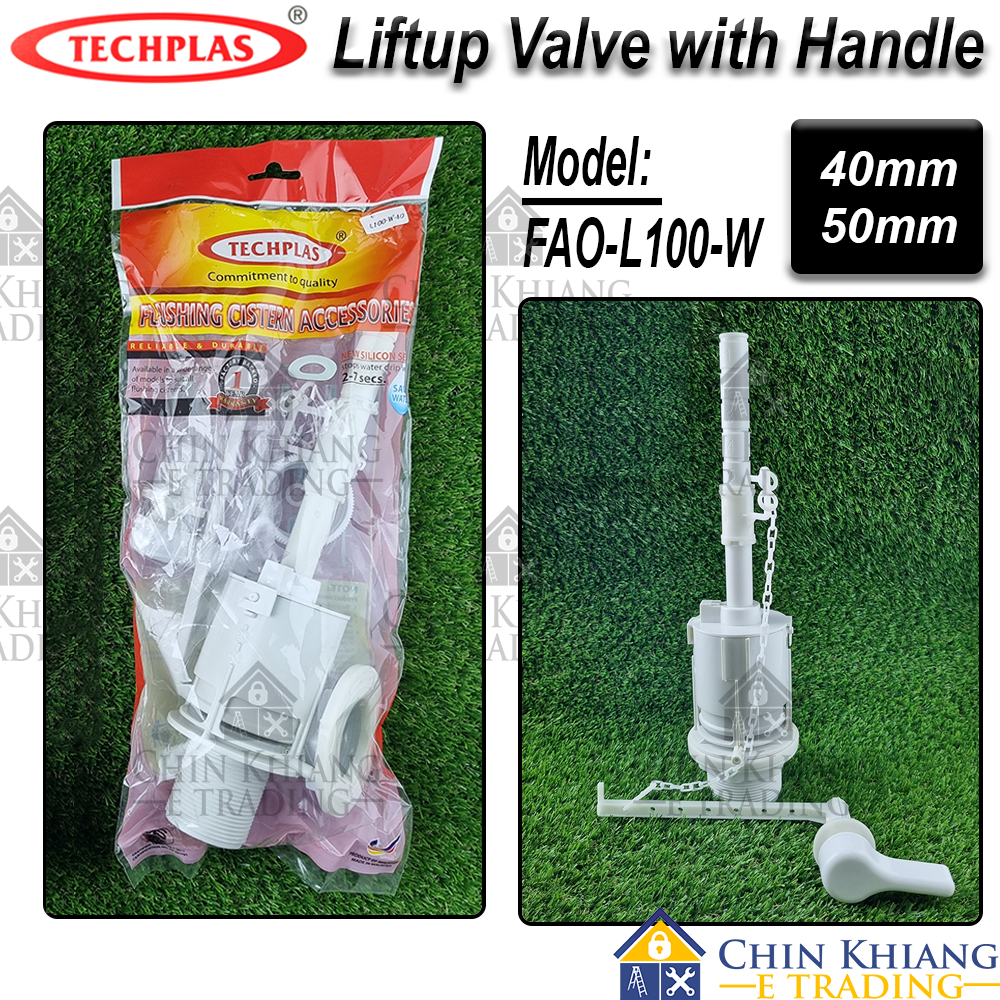Techplas Lift Up Outlet Flushing Cistern Valve Liftup Lift-up with Handle FAO-L100-W 40mm or ...