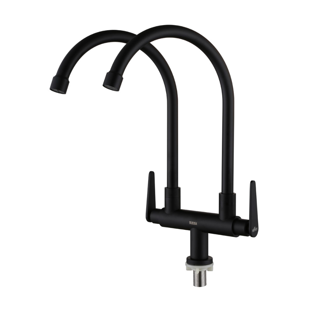 Saniware Double Sink Tap Matt Black Kitchen Sink Tap Sink Faucet ...