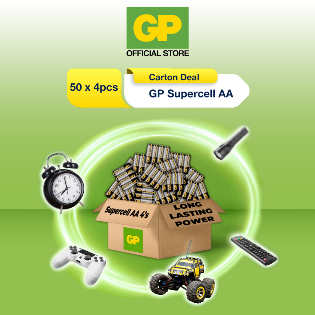 GP SUPERCELL SHD Battery AA (Shrink Pack of 4's x 50) | Shopee Malaysia