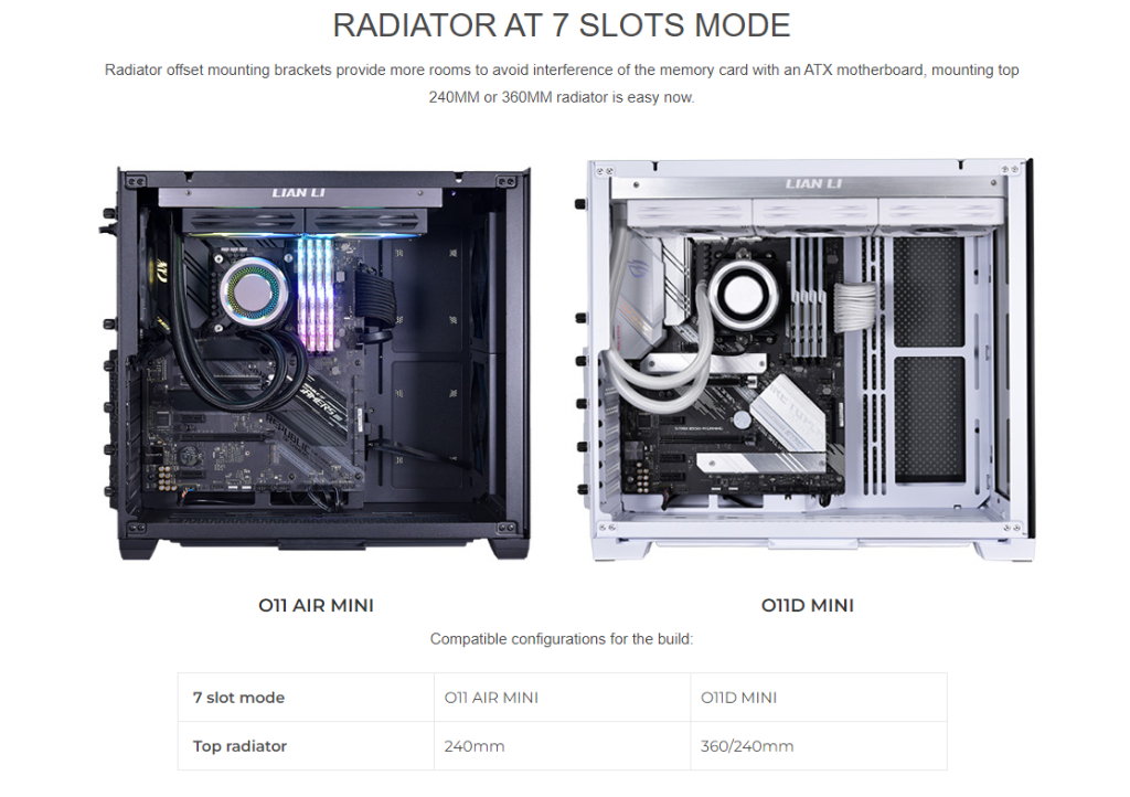 LIAN LI RB-001 RADIATOR OFFSET MOUTING BRACKET FOR O11 AIR MINI ...