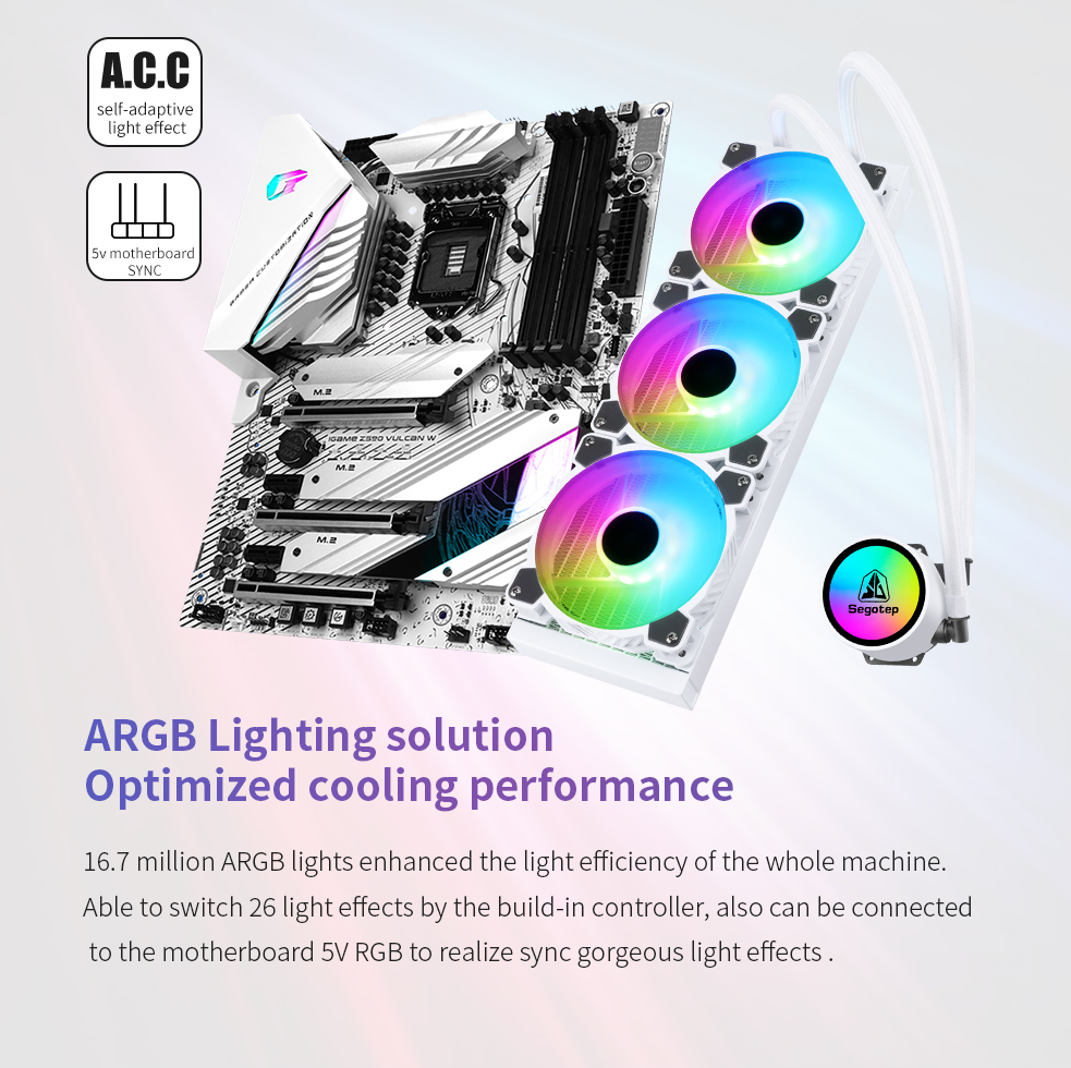 Segotep Beiced 240 360 Argb Aio Liquid Cooler Black White Shopee Malaysia 