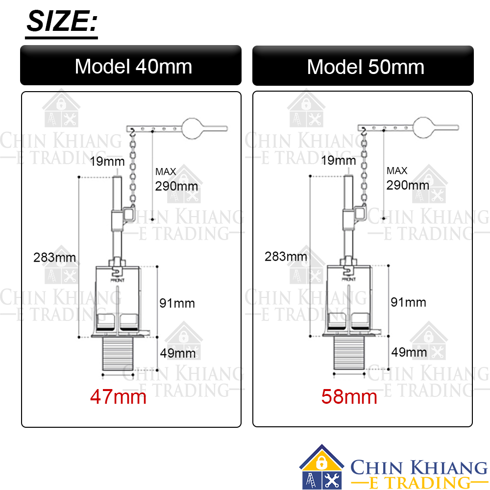 Techplas Lift Up Outlet Flushing Cistern Valve Liftup Lift-up with Handle FAO-L100-W 40mm or ...