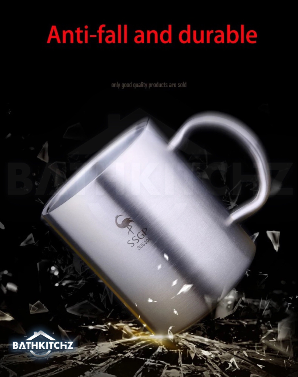 BATHKITCHZ SUS 304 Double Layer Coffee Cup Mug Beer Mug Large Capacity ...