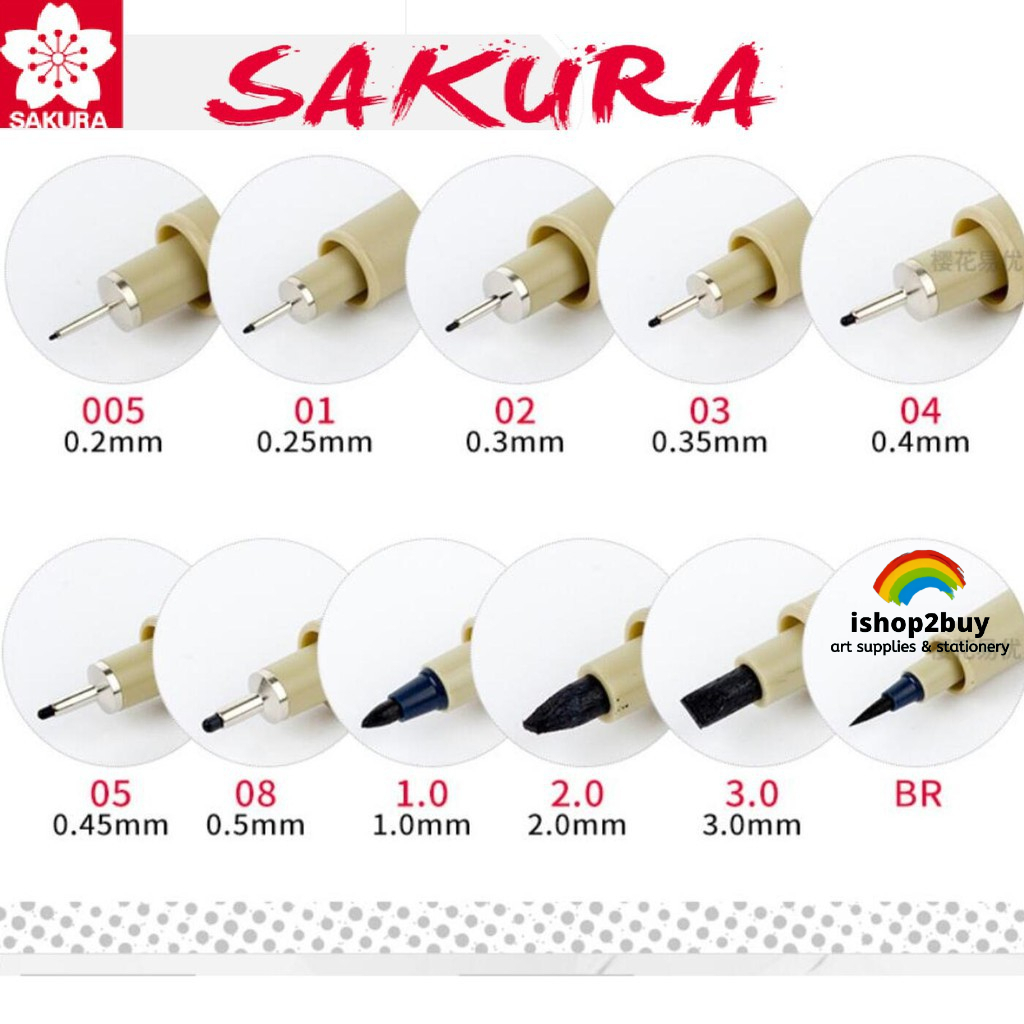 Sakura Pigment Liner Fineliner Drawing Pen Sakura Pigma Micron Pen Black Barrel Set 100th ...