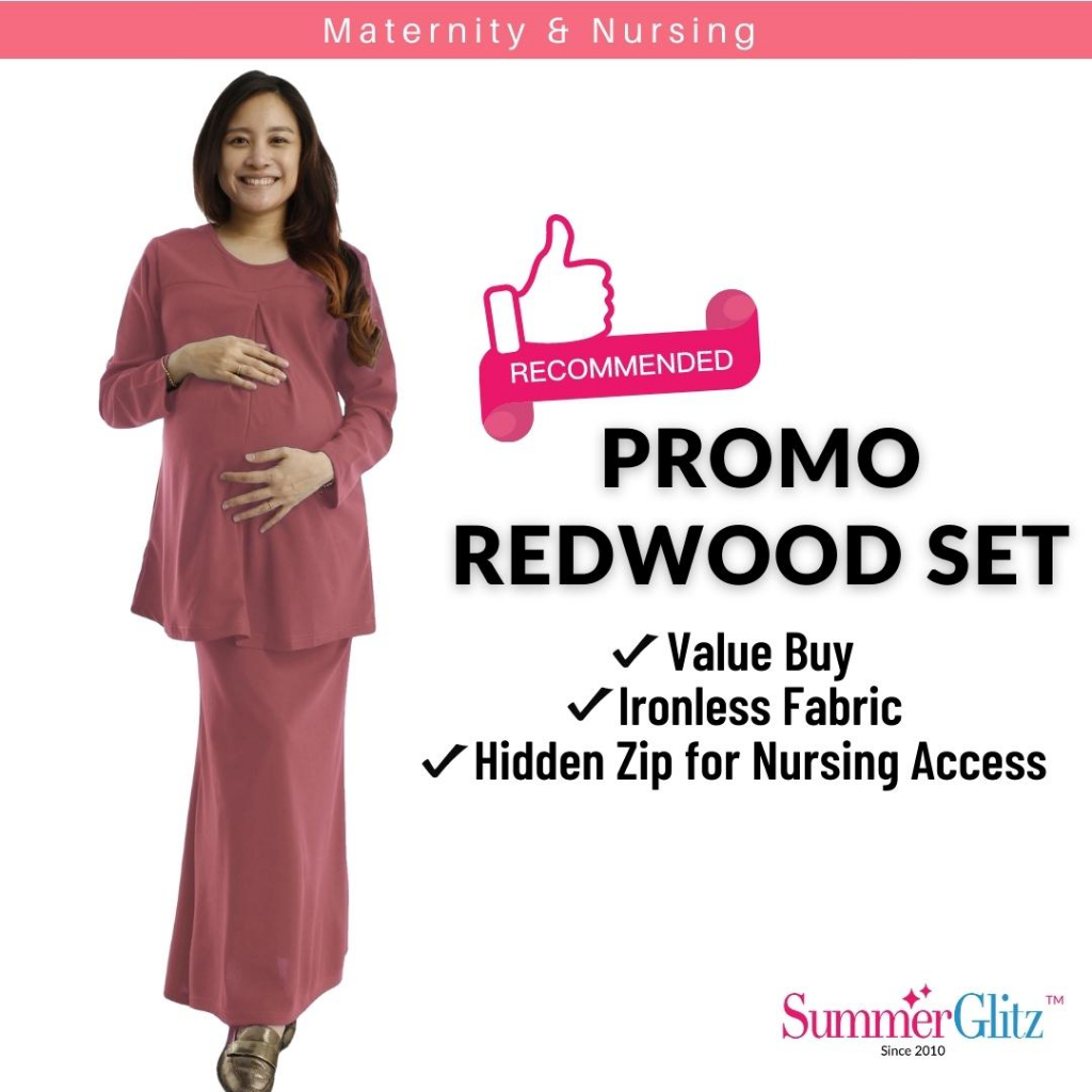 SUMMERGLITZ Single Pleat Maternity Nursing Ironless Blouse Raya Set ...