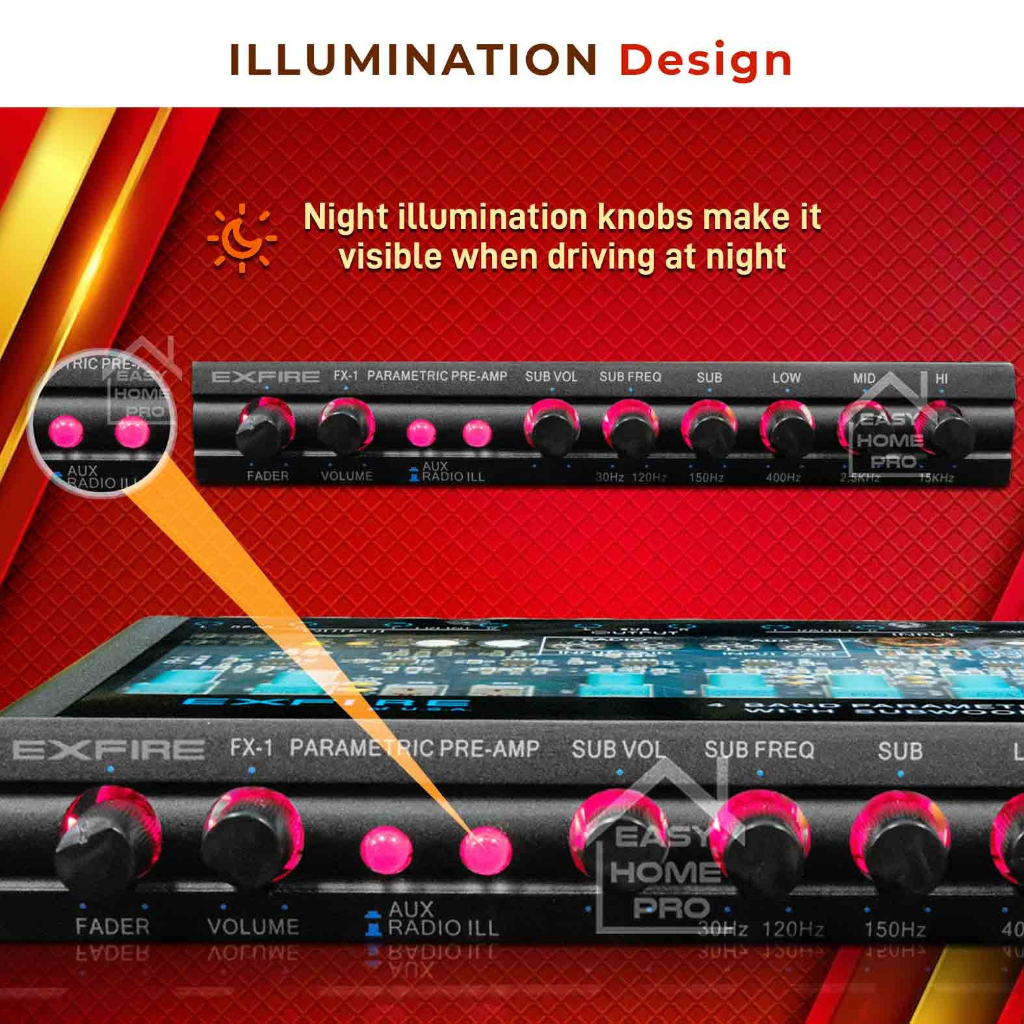 EXFIRE FX-1 4-Band Car Pre-Amp Car preamp 4band Parametric Preamp ...