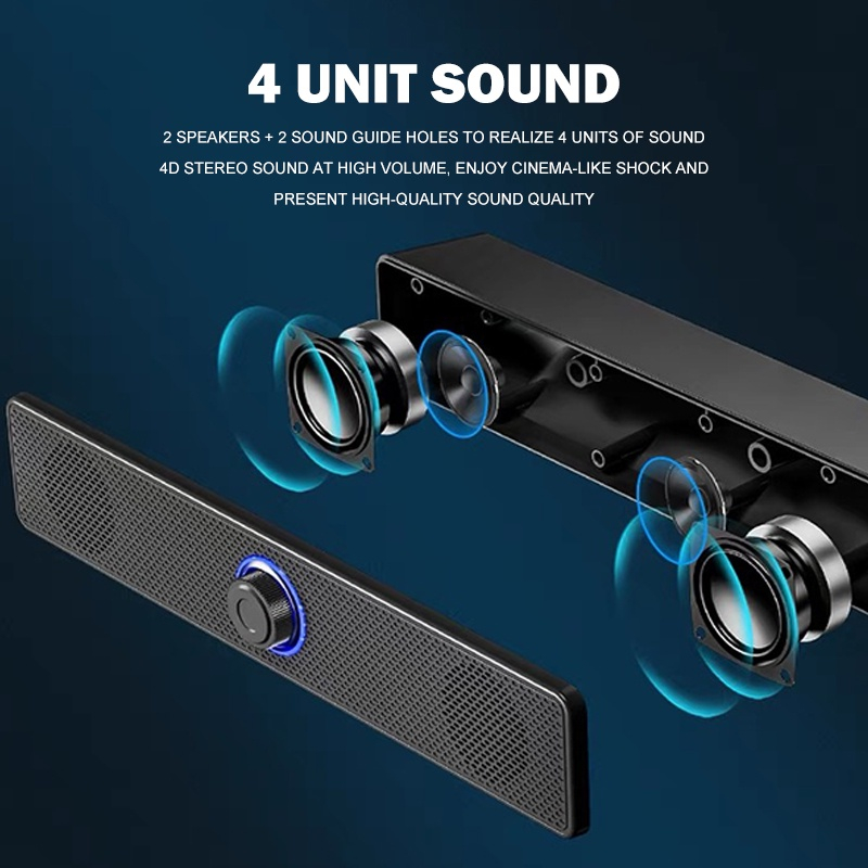 Mini Speaker Bluetooth PC Computer Desktop Soundbar Audio USB Laptop ...