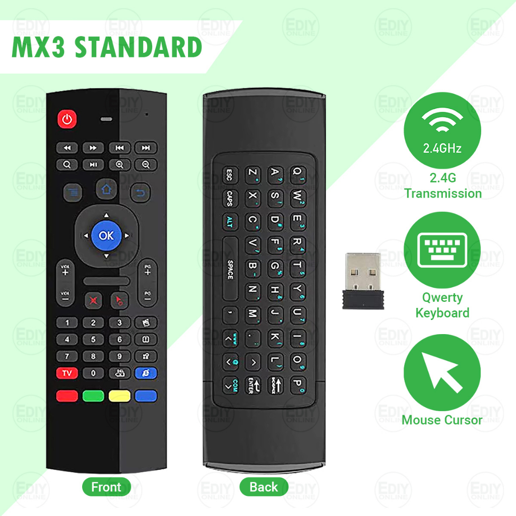 MX3 2.4G USB WIRELESS AIRMOUSE KEYBOARD REMOTE USB ANDROID SMART TV ...