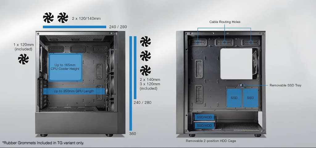 Tecware NEXUS AIR ATX, AIR M (ARGB) / AIR M2 TG M-ATX Case Chasis ...