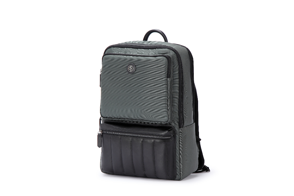 Charles Berkeley GRIFFIN Nylon Lightweight Backpack Genuine Leather Men ...