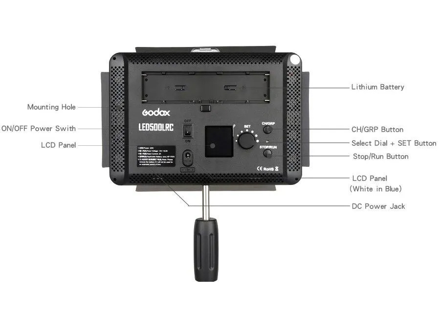 Godox LED500LRC / LED500LR-C / LED 500LRC LED Video Light Panel ( Bi ...