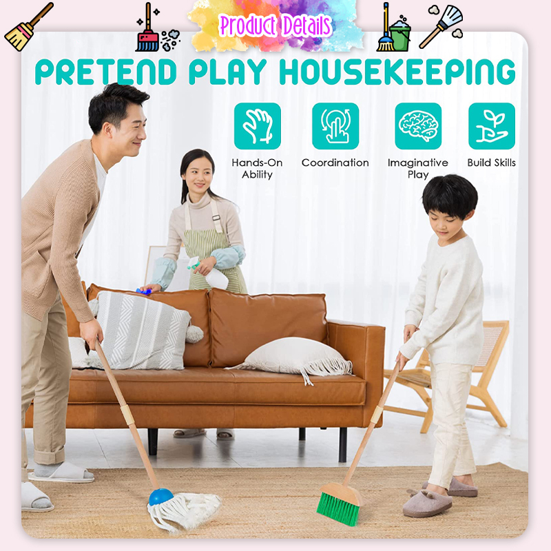 [Happy Kids] Dust, Sweep and Mop House Keeping Toy Pretend Play ...