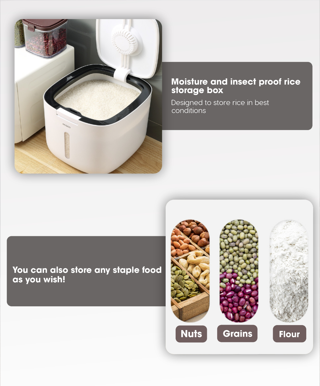 ECOCO Rice Storage Box Bekas Beras 10kg Bekas Simpan Beras 10kg Tempat ...