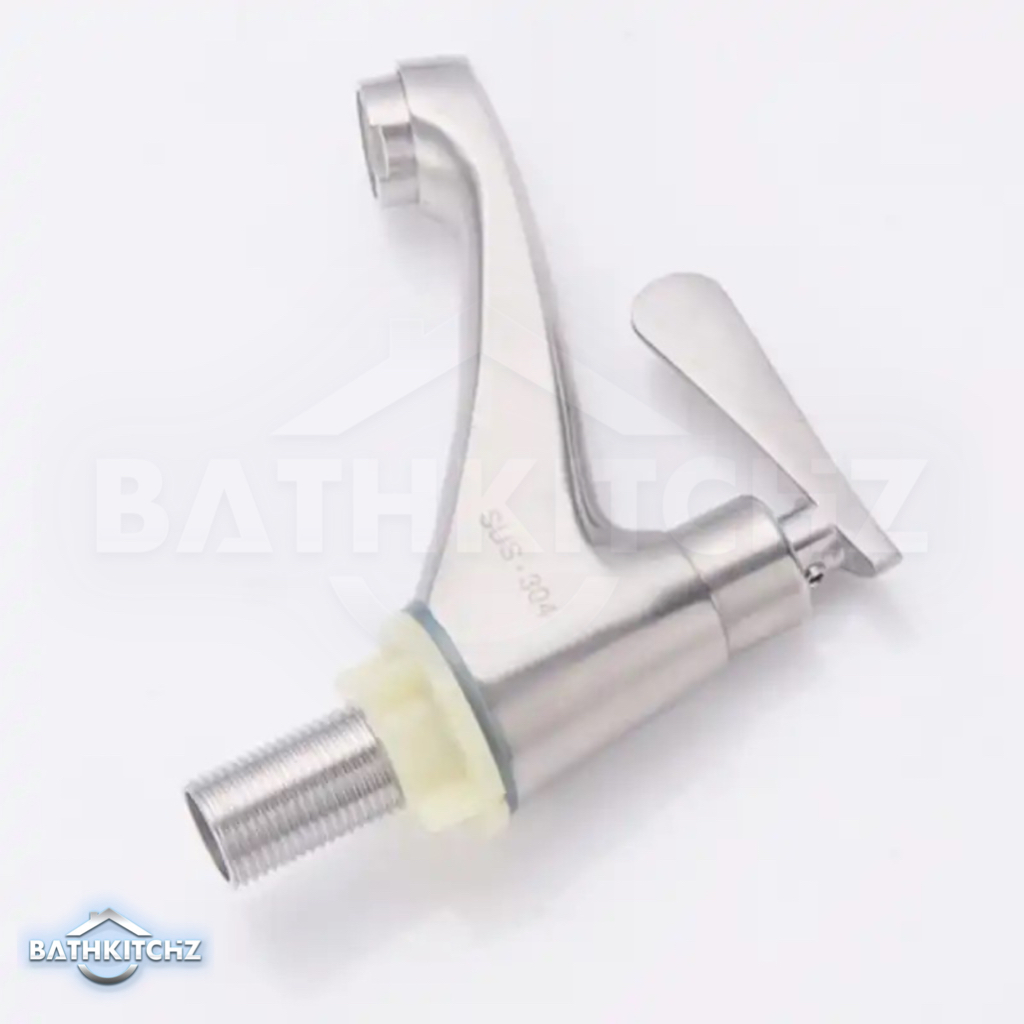 BATHKITCHZ 304 Stainless Steel/Zinc Alloy Basin Tap Cold Water Bathroom ...