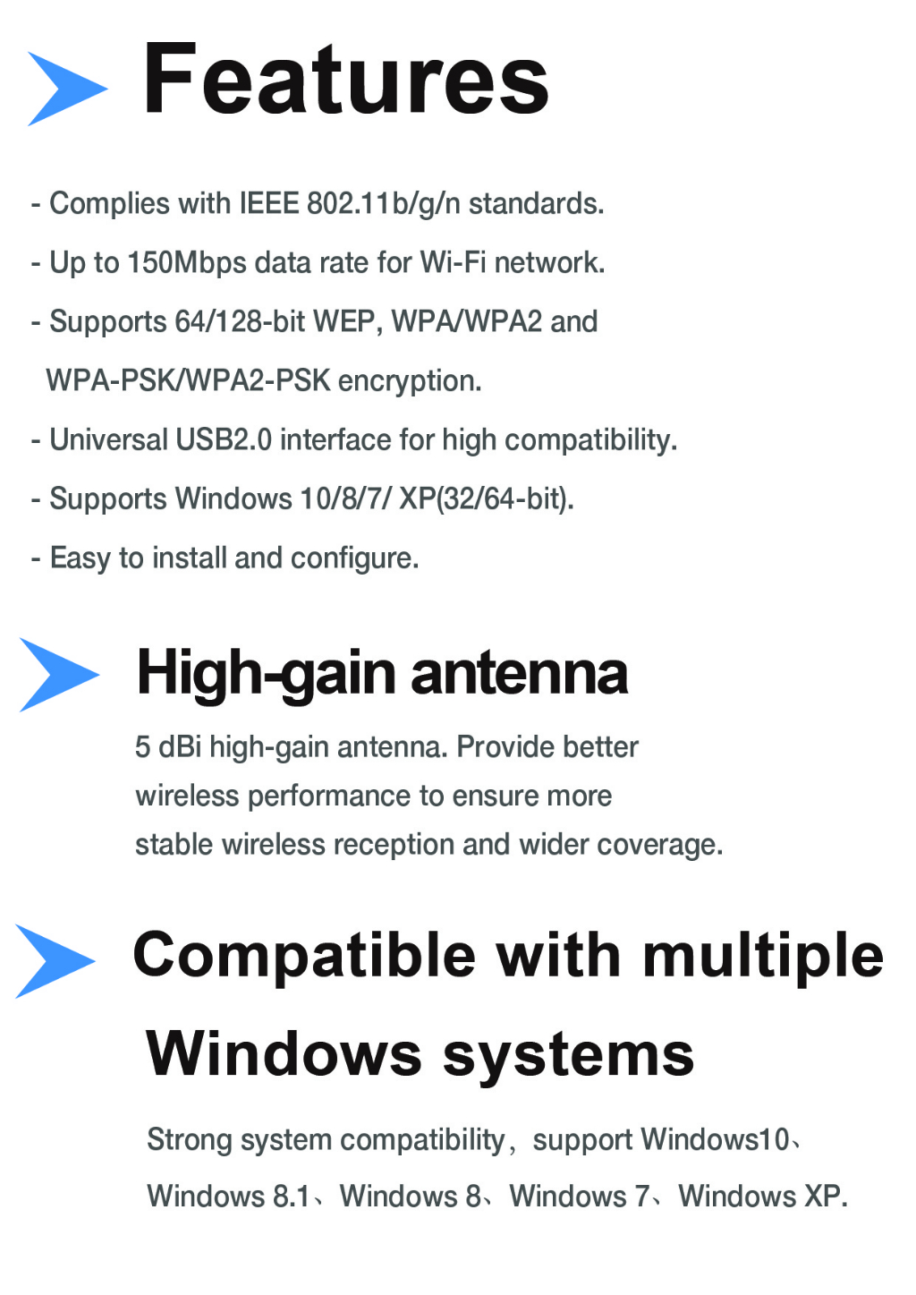 Totolink N150UA-V2 150Mbps Wireless N USB Adapter with 5dbi high gain Antenna[can set as AP ...