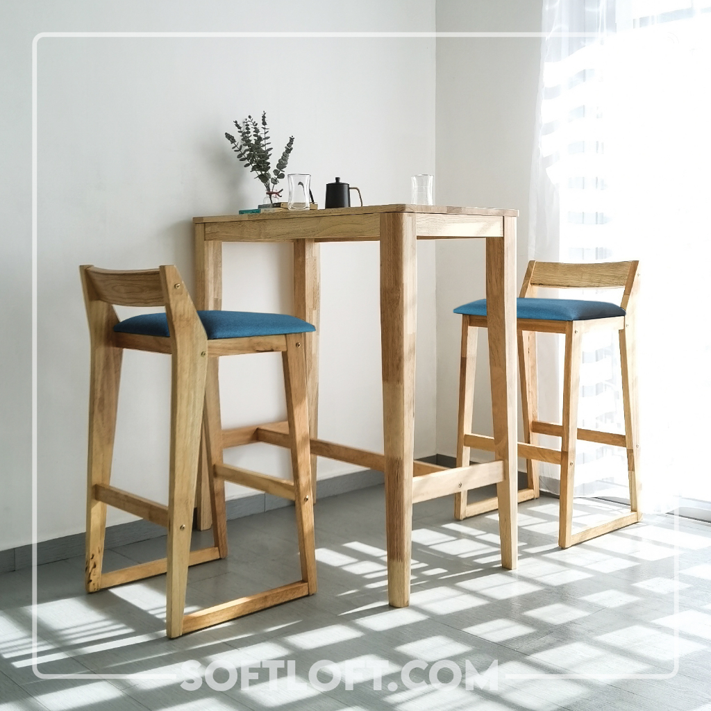 100% Solid Wood Samp Bar Counter Stool Wooden Dining Island Cafe Office ...