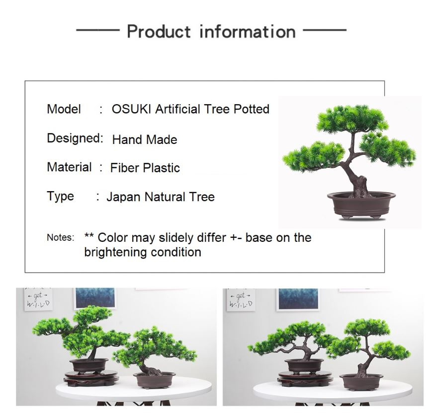OSUKI Bonsai Tree Artificial Potted Plant (31 x 23cm) - S Model | Pokok ...