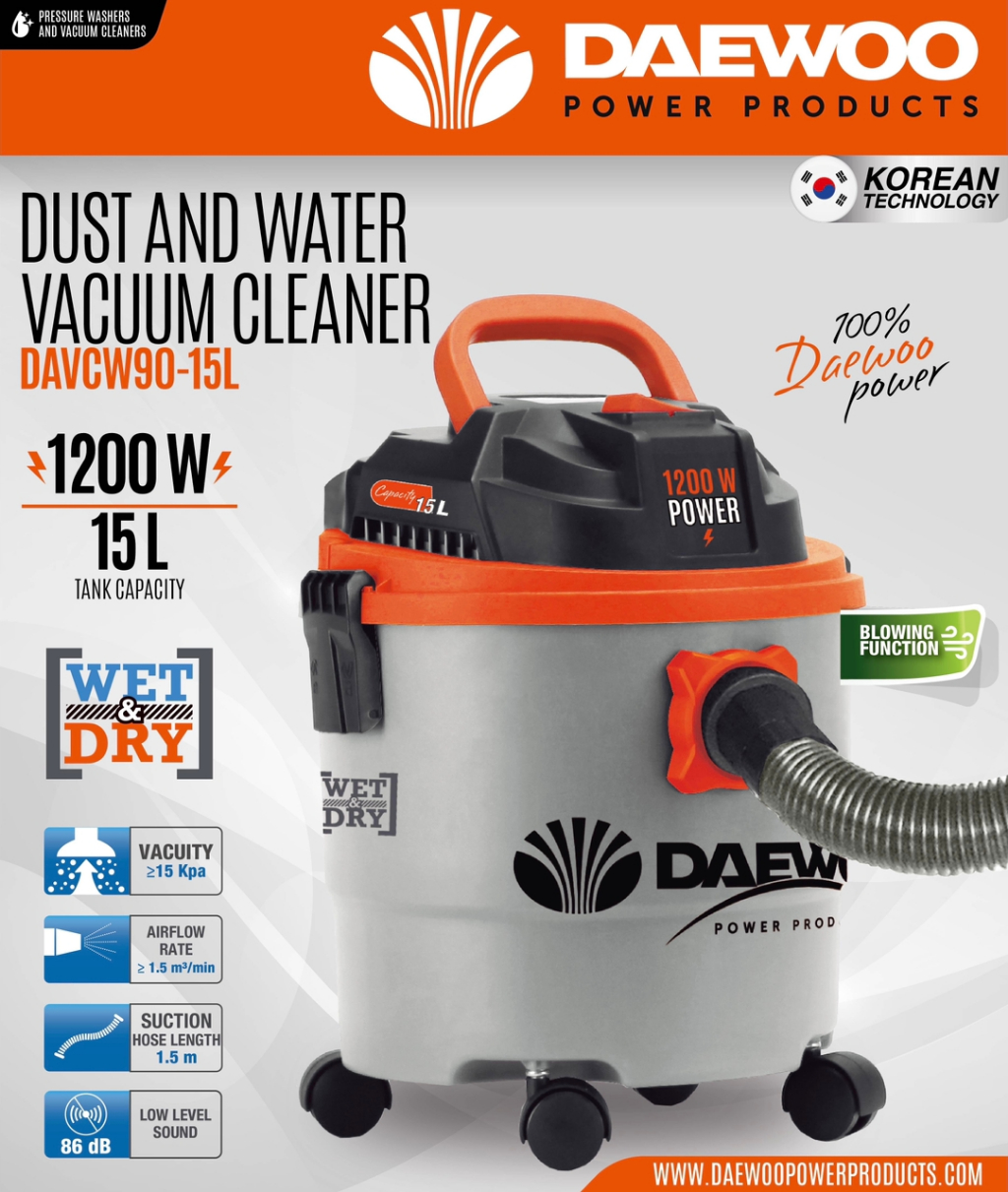Daewoo Vacuum 15L 3 MODE Dry and Wet Vacuum Cleaner and Dust Blower ...