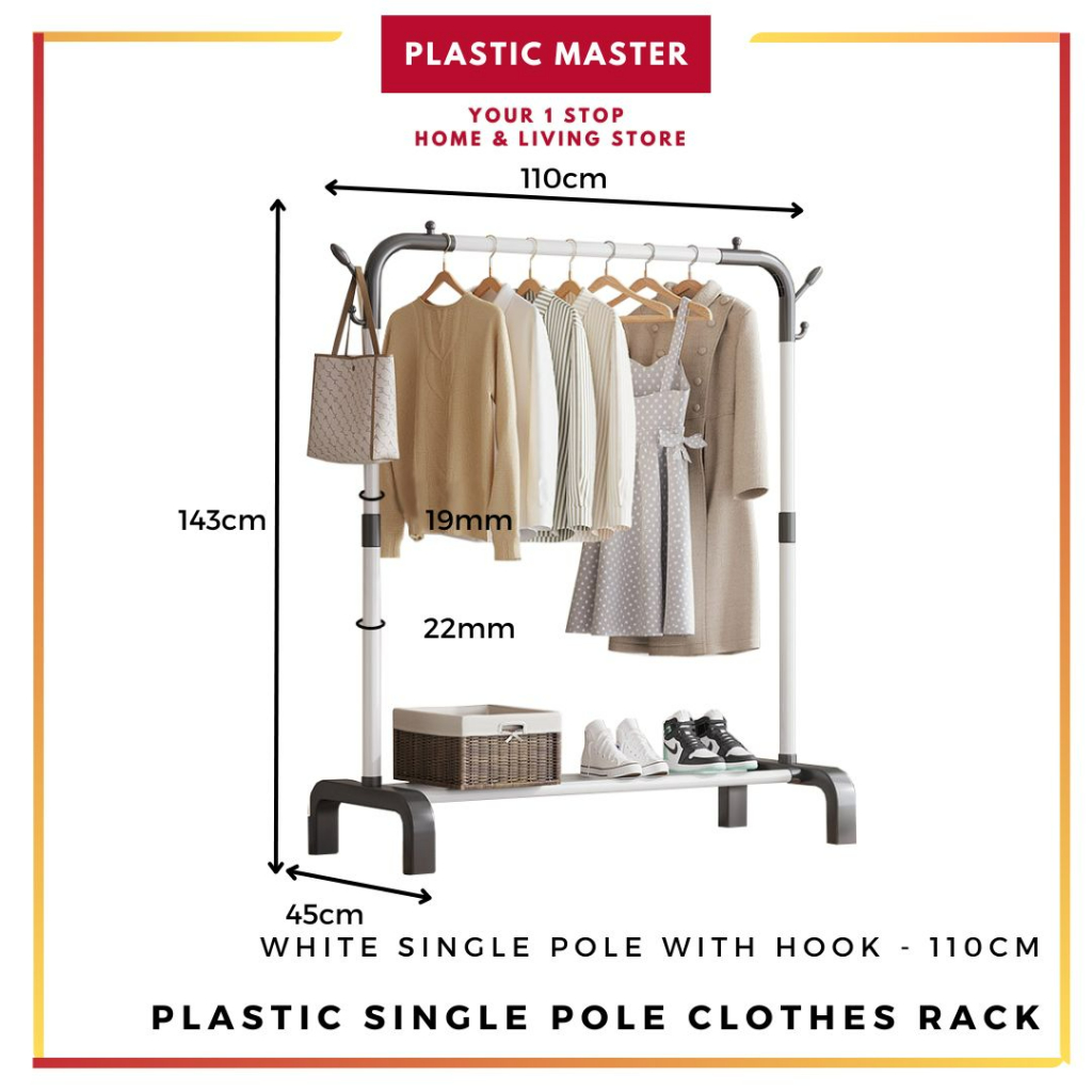 Single / Double Pole Clothes Rack Strong Powder Coated Drying Rack ...