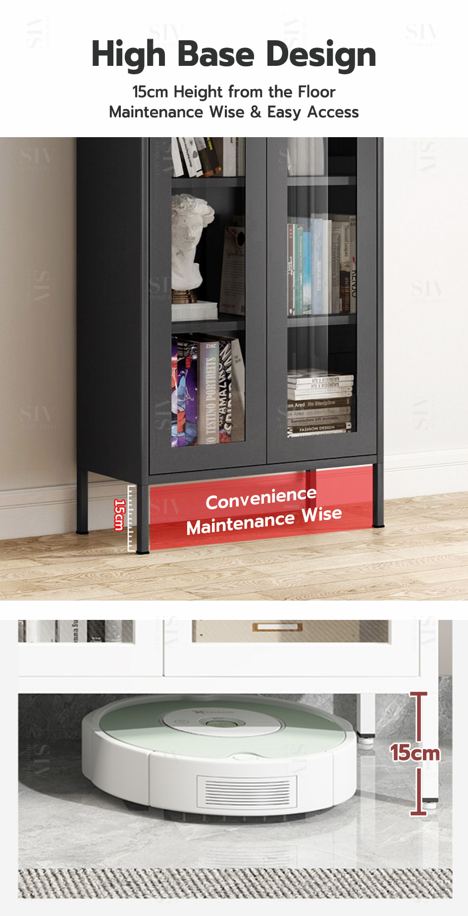 SIV Metal Display Cabinet Book Cabinet With Glass Door Steel Storage ...