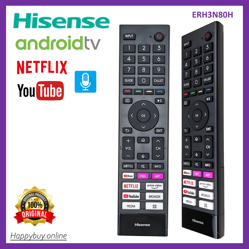 Hisense Android Smart TV Remote Control ERF3N80H Hisense Voice Control ...