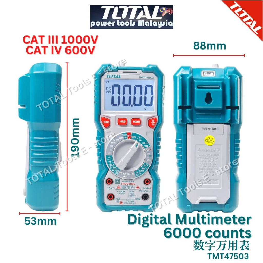TOTAL Digital Multimeter 6000 counts CAT III 1000V CAT IV 600V 数字万用表 ...