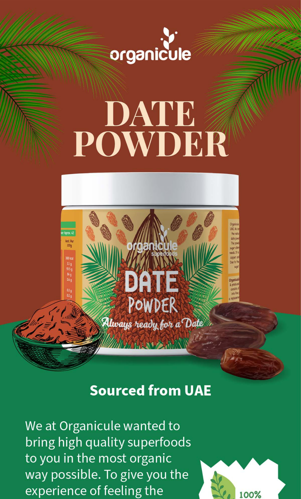 Organicule Date Sugar Powder [250g] Natural Sugar | Antioxidants ...