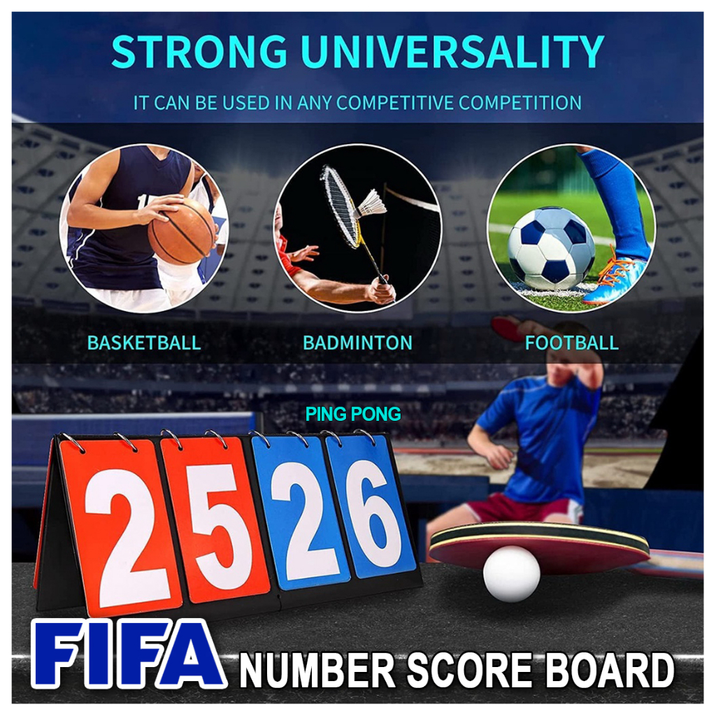 FIFA Premium Sports 4 6 Digit Number Flipping Scoreboard Sport Soccer ...