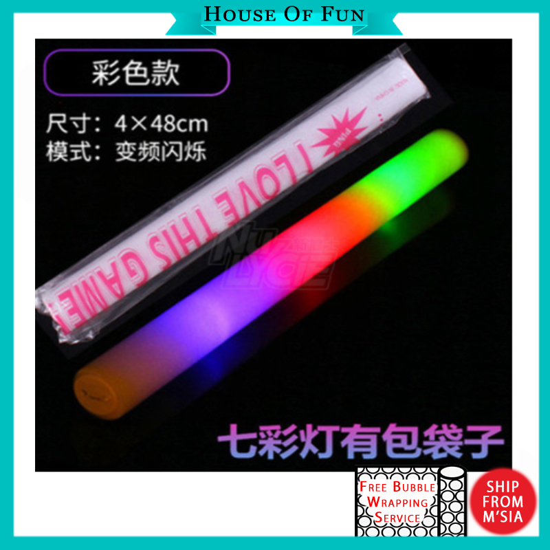 Colorful LED Foam Stick Glow Sticks Cheer Tube RGB LED Glow in the Dark ...