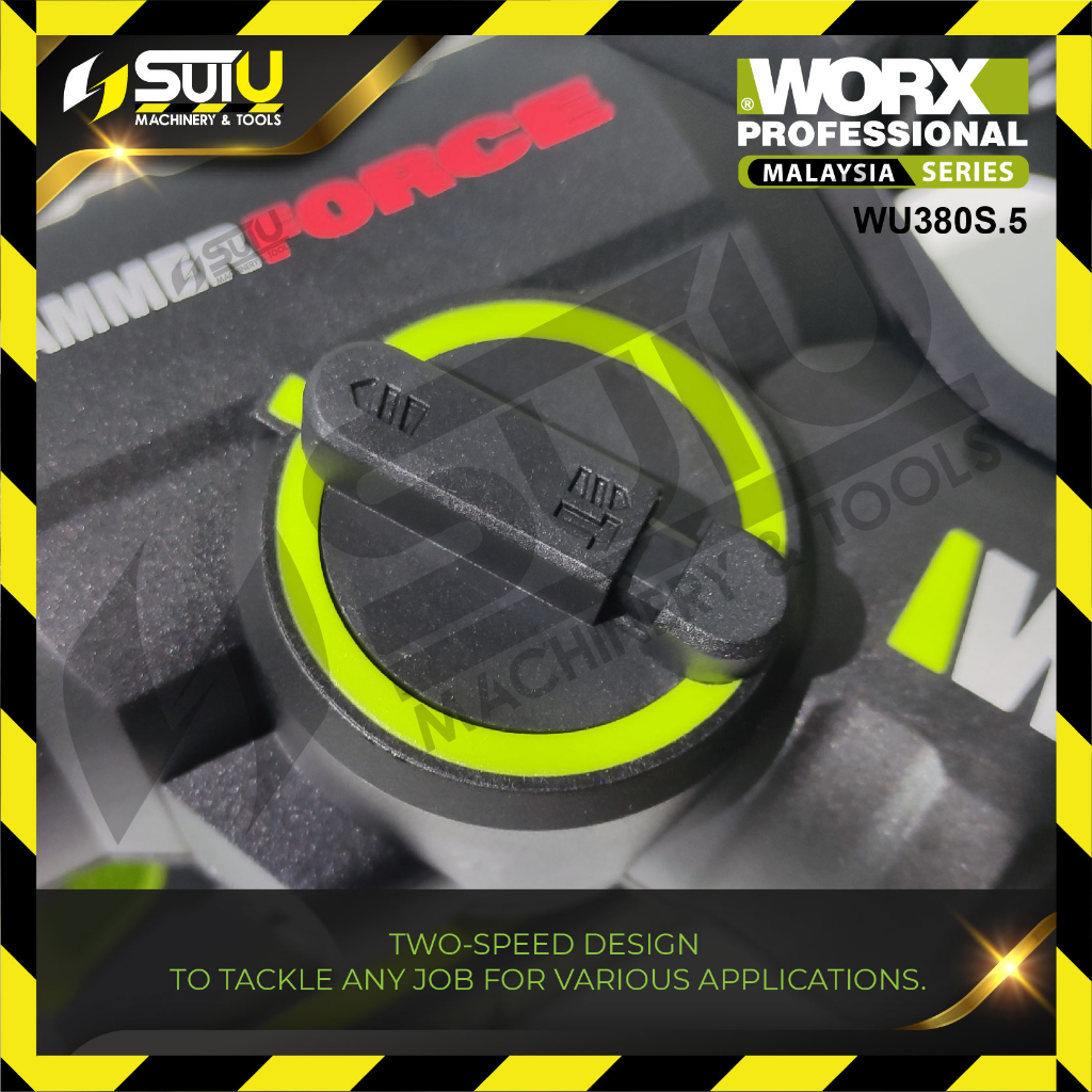 WORX WU380S.5 20V 18MM 1.7J Brushless Cordless SDS-Plus Rotary Hammer ...